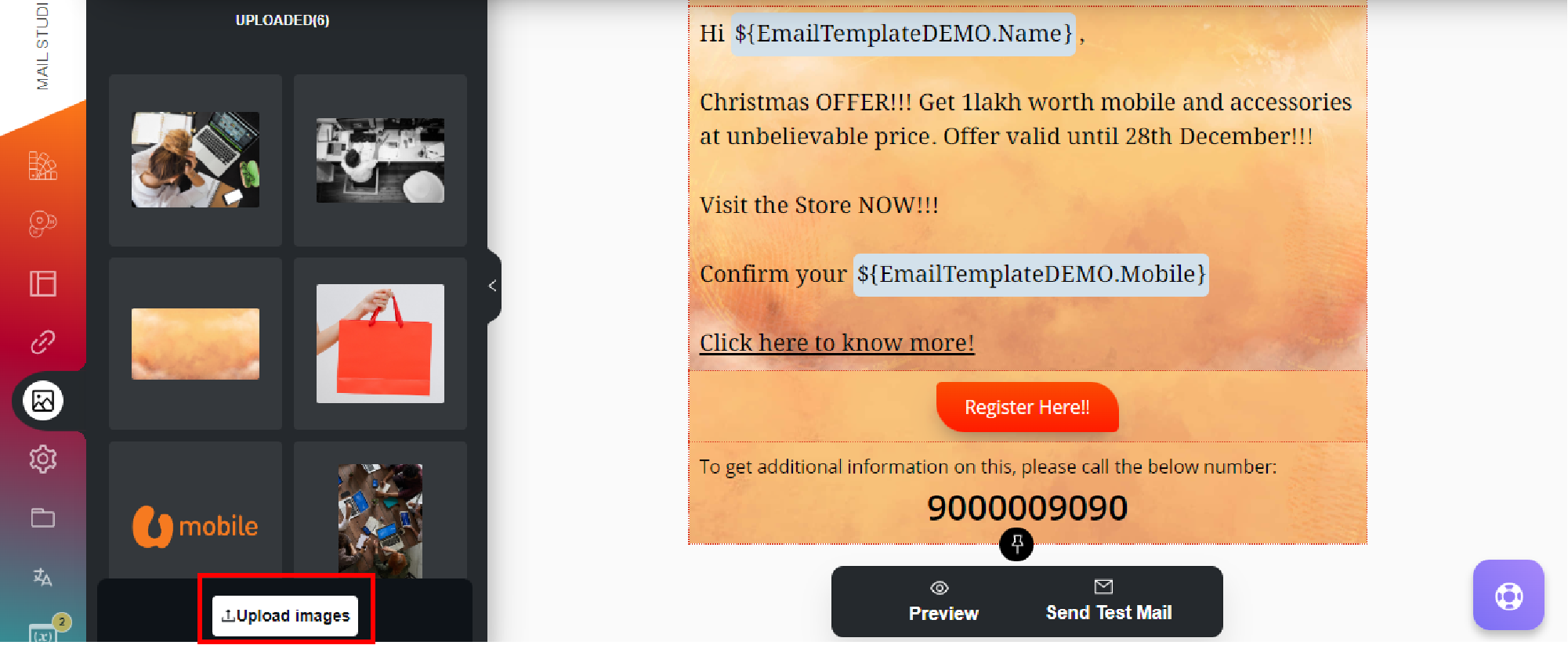 Adding Images to the Email Template