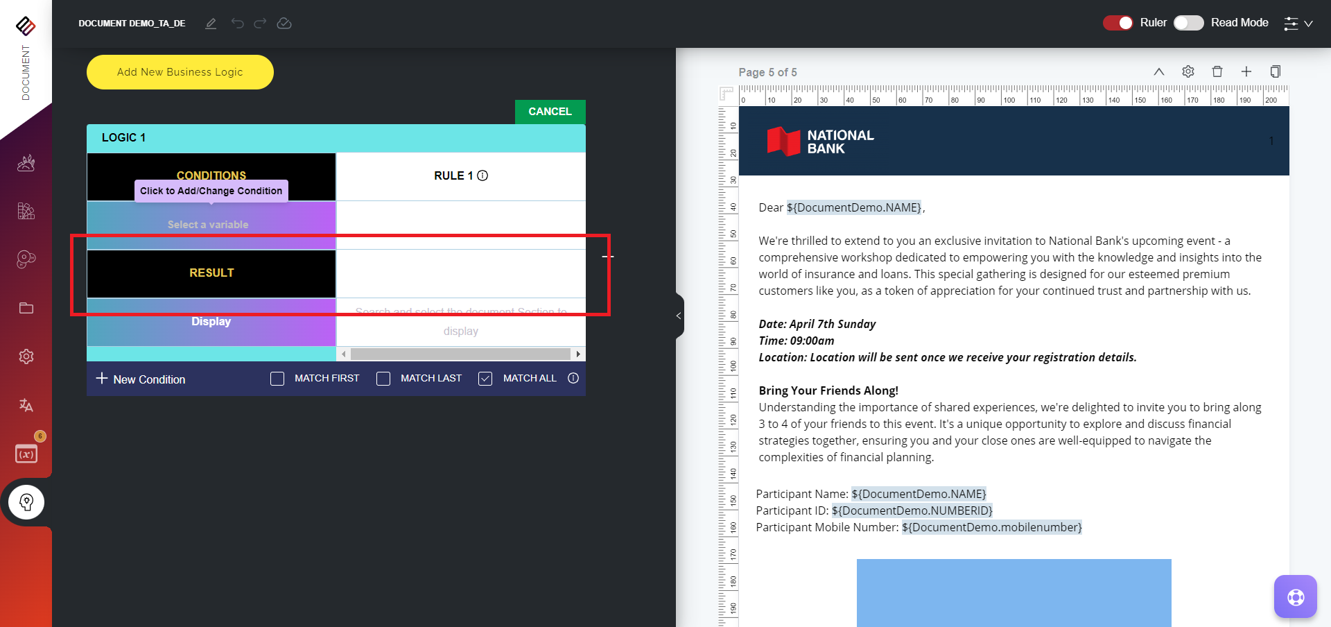 Creating Rule-Driven Documents Based on Business Logic
