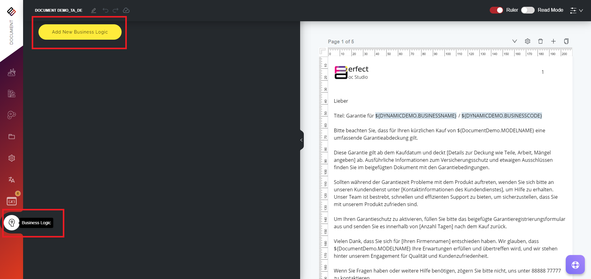 Creating Rule-Driven Documents Based on Business Logic