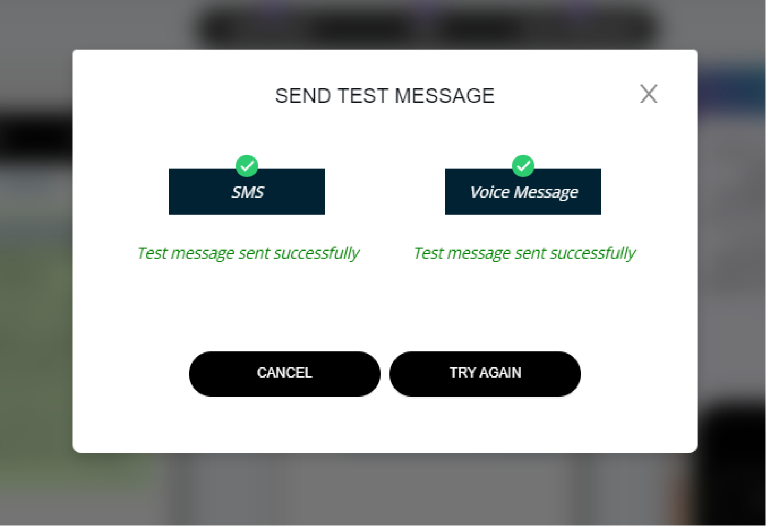 Sending a Test Message In SMS and Phone Calls Template