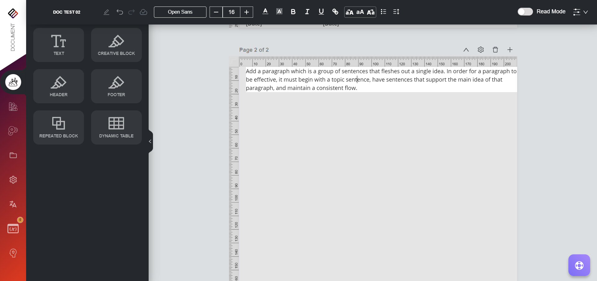 Adding Text to a Document Template